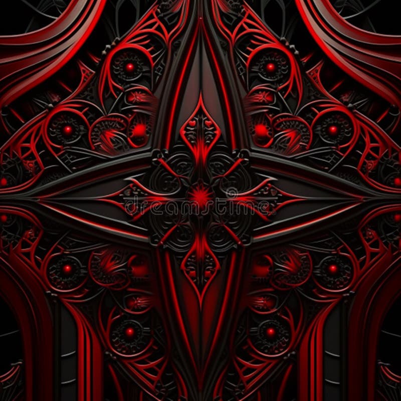 Cathedral Themed Pattern with Red and Black Colors Stock Illustration ...