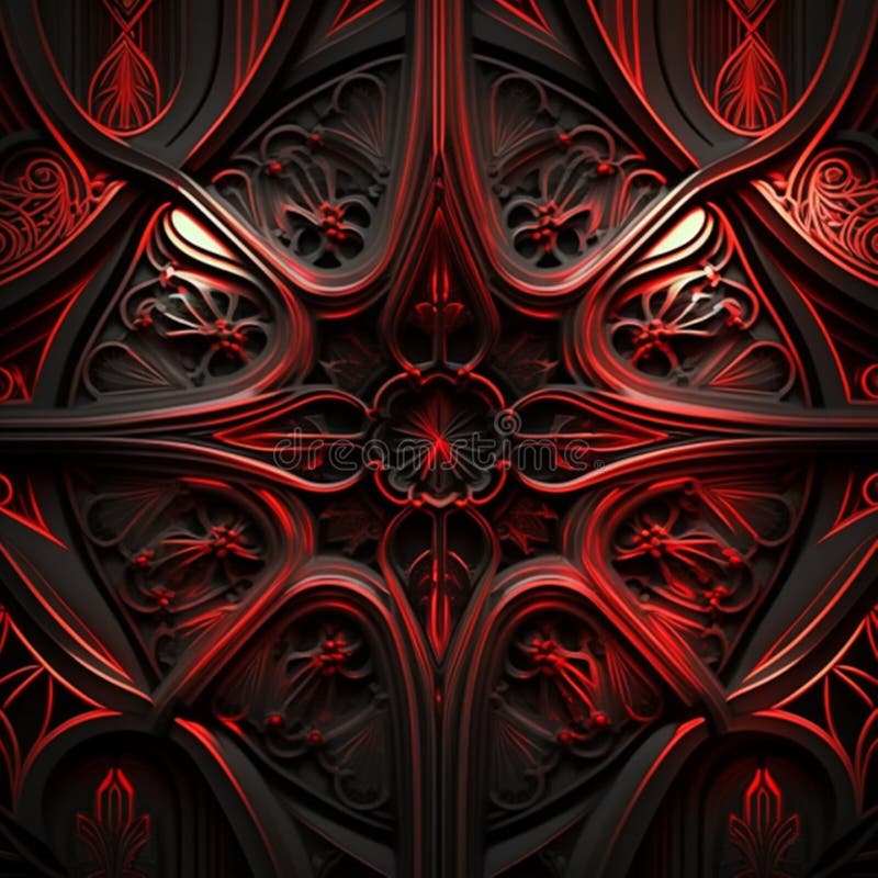Cathedral Themed Pattern with Red and Black Colors Stock Illustration ...