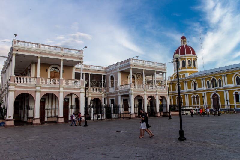 View of the Granada Cathedral and the City`s Main Square in Granada ...