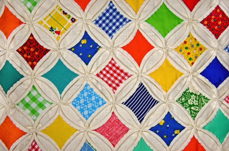 Cathedral Window Quilt Pattern Stock Image - Image of fabric ...