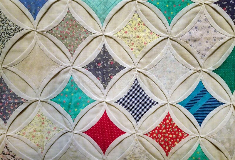 Cathedral Window Quilt Pattern with Muslin Stock Photo - Image of ...