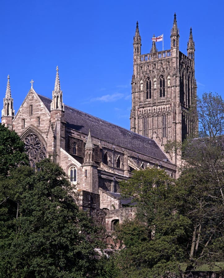 Worcester Cathedral Tower and South Transept Gable Stock Image - Image ...