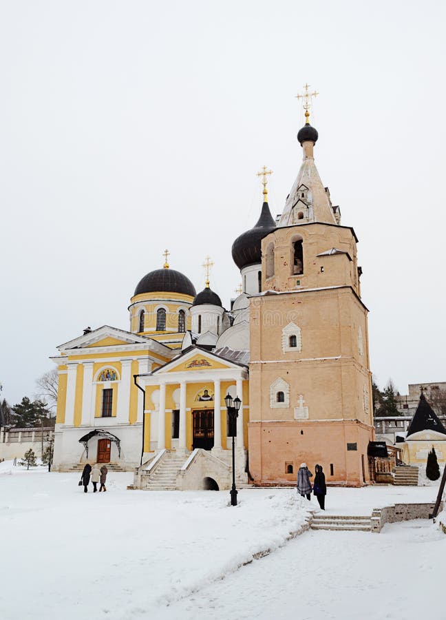 Cathedrals of Holy Assumption Monastery in Staritsa, Winter Stock Image ...