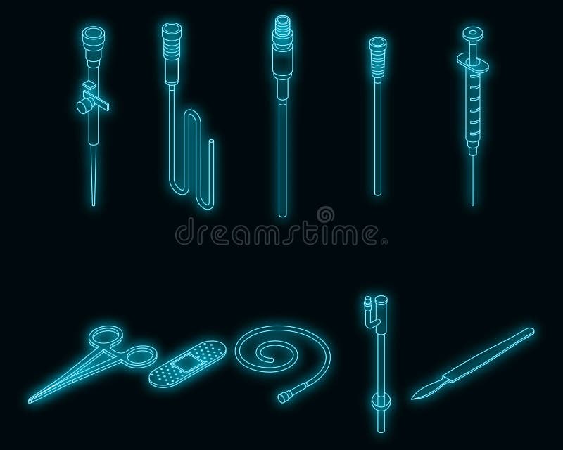 Catheter Icons Set Vector Neon Stock Vector Illustration Of Icons