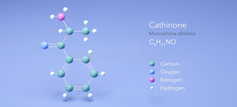 Cathinone Molecule, Molecular Structures, Benzoylethanamine, 3d Model ...