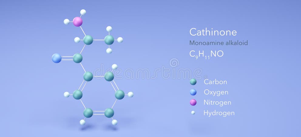 Cathinone Molecule, Molecular Structures, Benzoylethanamine, 3d Model ...