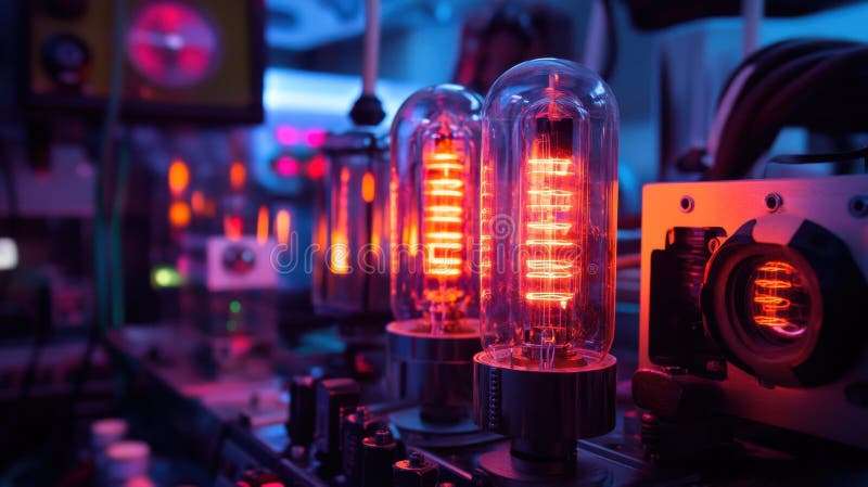 Cathode-Ray Tube Day Glowing Retro Vacuum Tubes in a Vintage ...