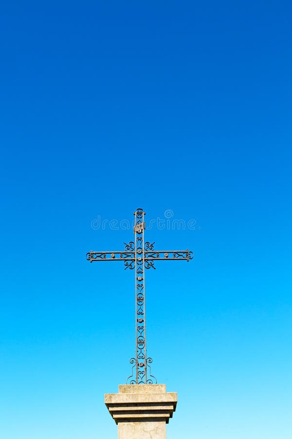 Catholic Abstract Cross in Italy Sky Background Stock Photo - Image of ...
