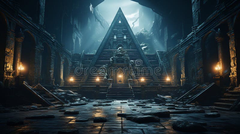 Catholic Altar Inside Ancient Monument Illuminated at Night Stock Image ...