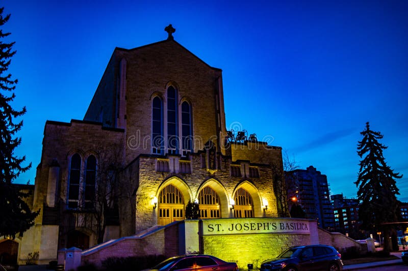 Catholic Basilica Church at Sunset Stock Image - Image of church ...