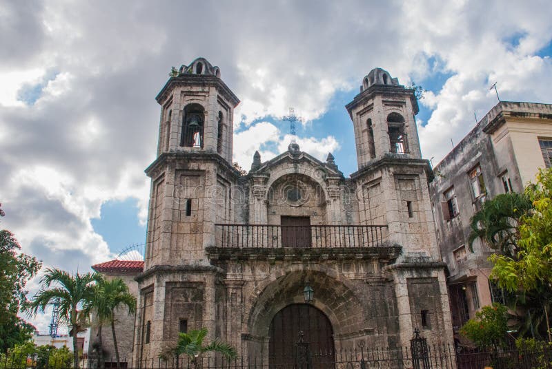 Catholic Cathedral on Sky Background with Clouds. Havana. Cuba Stock ...