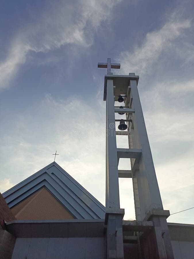 A Catholic Church with Big Cross at the Top Stock Photo - Image of ...
