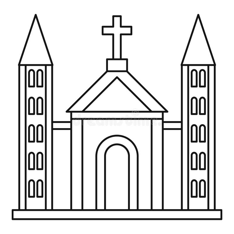 Catholic Church Building Icon, Outline Style Stock Vector ...