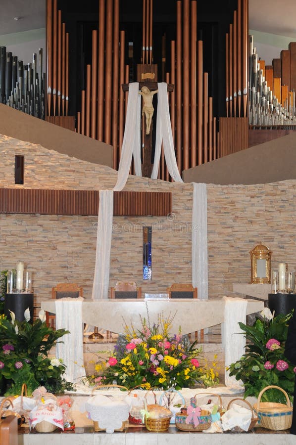 Catholic Church Interior at Easter Stock Image - Image of christ ...