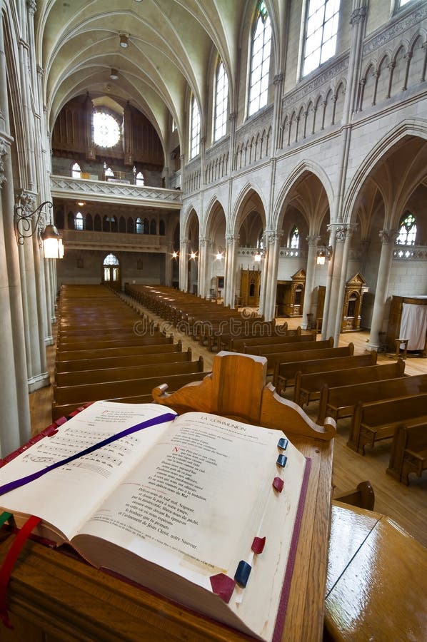 Catholic Church Interior from the Pulpit. Stock Photo - Image of ...