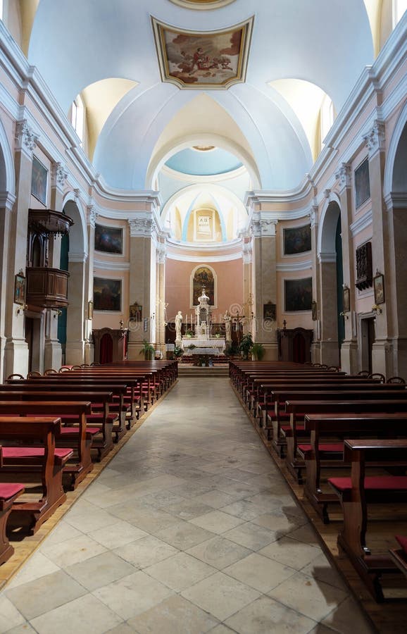 Catholic Church Interior View Stock Photo - Image of indoors, column ...