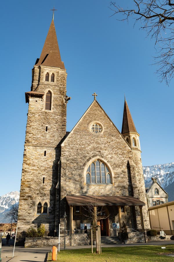 Catholic Church in Interlaken in Switzerland Editorial Photography ...