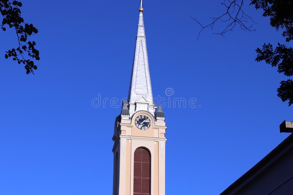 The Catholic Church and Its Beautiful Clock Stock Photo - Image of ...