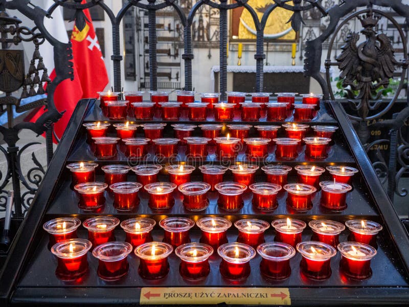 In Catholic Church Many Small Sacrificial Candles Stand Side by Side ...