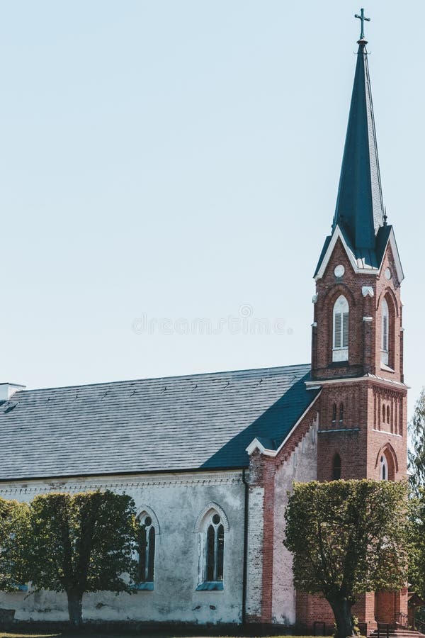 Catholic Church Near with Trees Stock Image - Image of tree, monastery ...