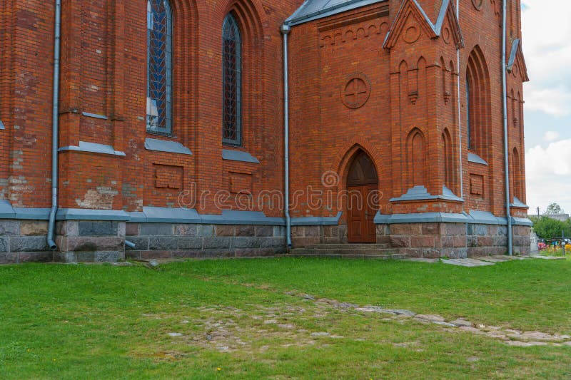 The Catholic Church. the Old Red Brick Church Stock Photo - Image of ...