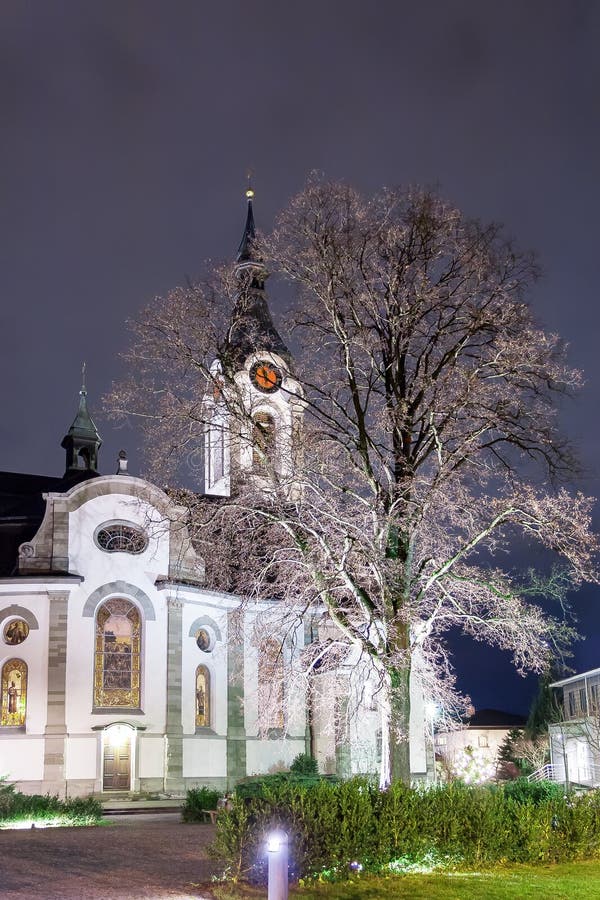 Catholic Church in Small Swiss Town Stock Photo - Image of buildings ...