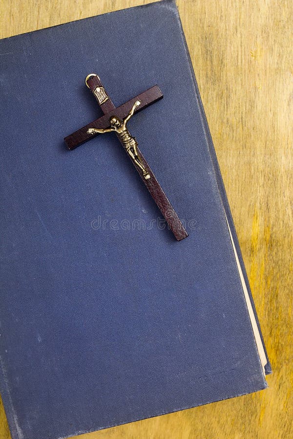Catholic cross on the book stock image. Image of sacred - 65643371
