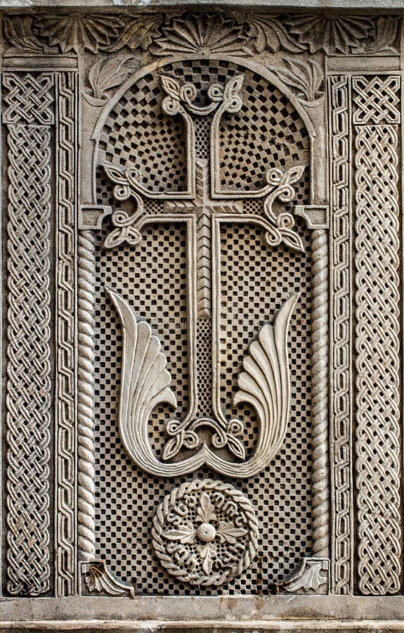 The Catholic Cross is Cast in Stone. Close Up Stock Image - Image of ...