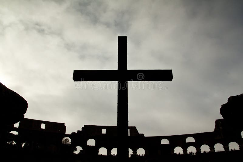 Catholic Cross in the Colosseum in Rome Stock Image - Image of famous ...