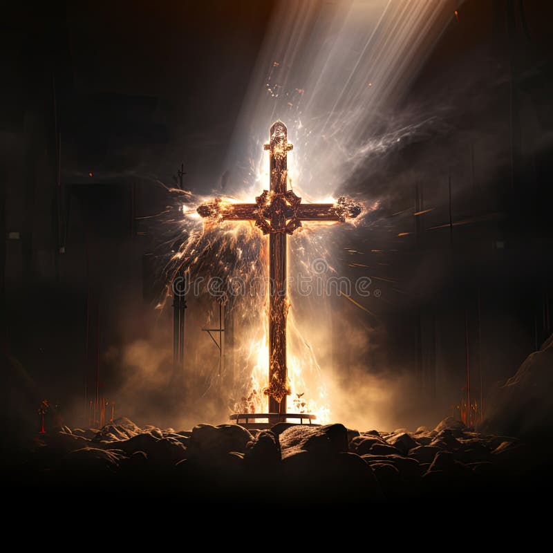 Catholic Cross with Light Coming from Behind , Generated by AI Stock ...