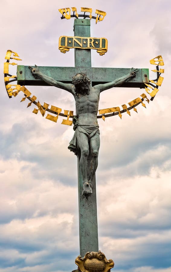 Catholic Cross in Prague stock photo. Image of body, crucifixion - 93431774