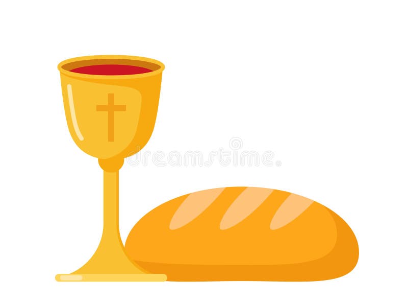 Catholic First Communion. Golden Bowl for Wine, Bread, Wine. Elements ...