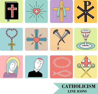 Catholic icons stock vector. Illustration of bible, color - 58028354