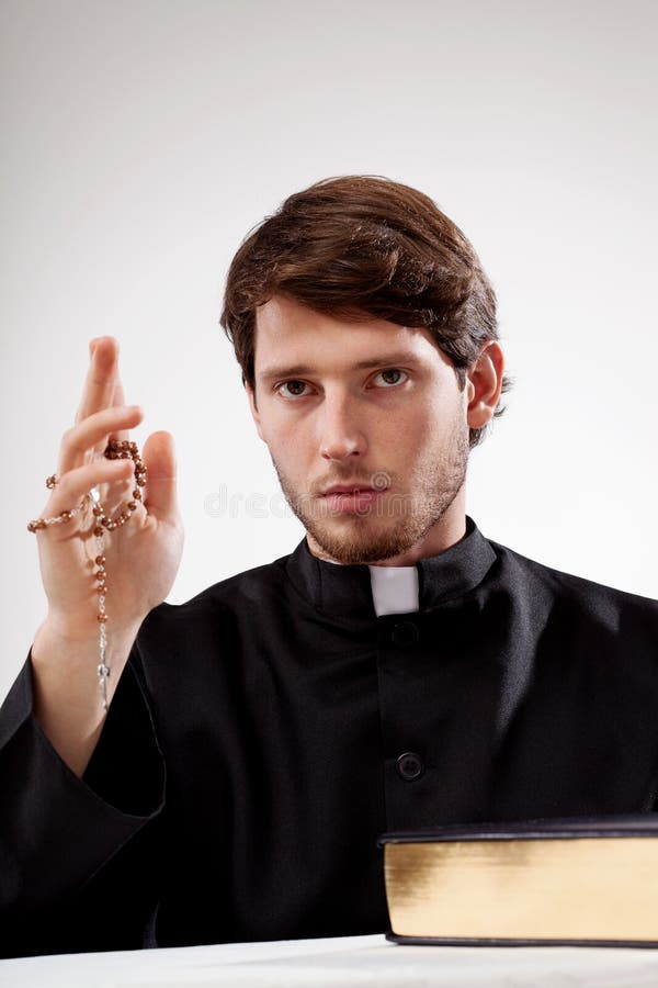 Catholic Man with Rosary in Hand Stock Image - Image of religion, black ...