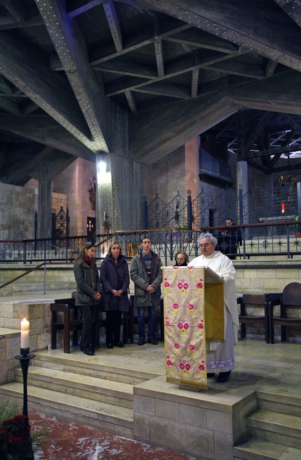 Catholic Mass Inside the Basilica of the Annunciation, Nazareth, Israel ...