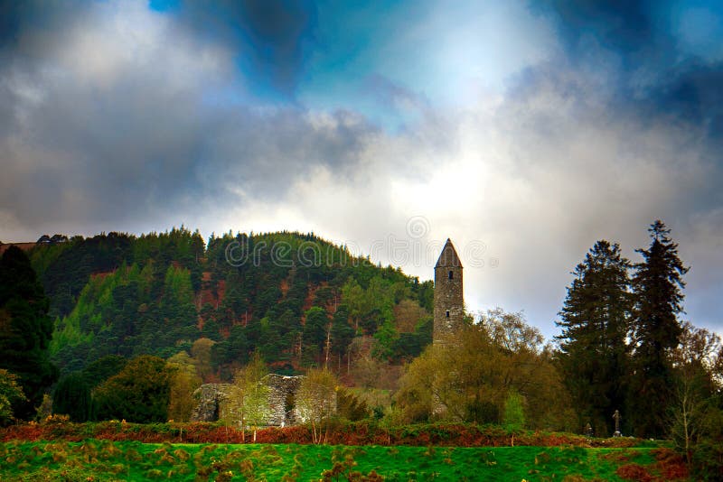 Catholic Monastery Ruins, Glendalough, Ireland Stock Image - Image of ...