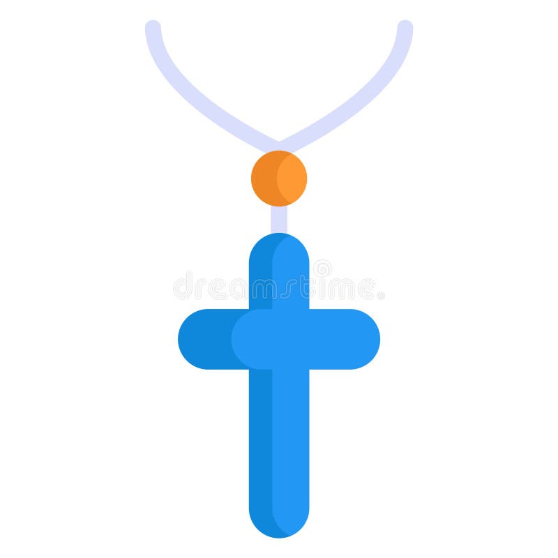 Catholic Necklace Flat Line Icon Stock Vector - Illustration of cross ...