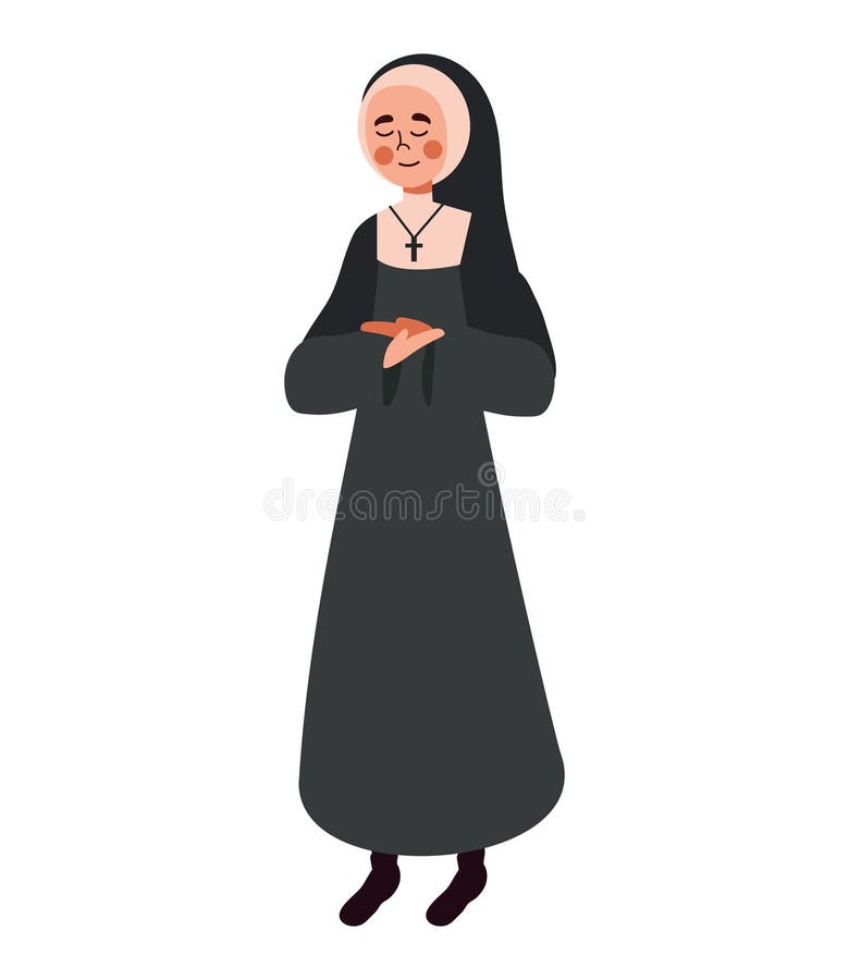 Catholic nun praying stock vector. Illustration of pious - 342648958