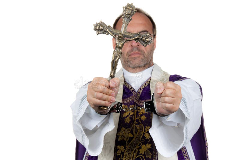 Catholic Priest with Handcuffs. Abuse. Stock Photo - Image of bondage ...