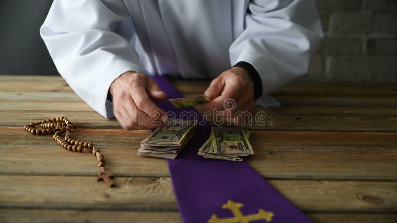 Catholic Priest Counting Money Stock Footage - Video of christianity ...
