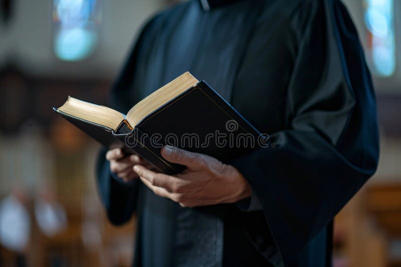 Catholic Priest Holding Bible Stock Illustration - Illustration of hand ...