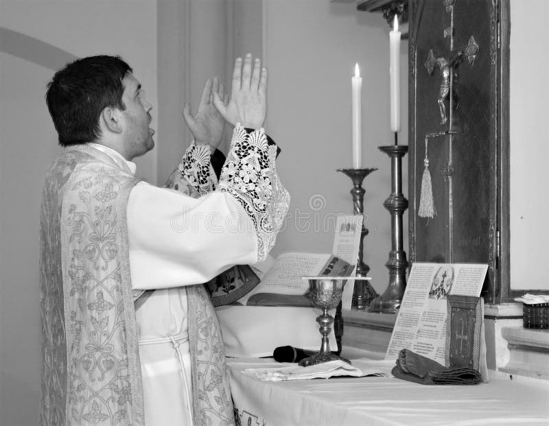 Catholic Priest at Incense of Altar Stock Image - Image of priest ...