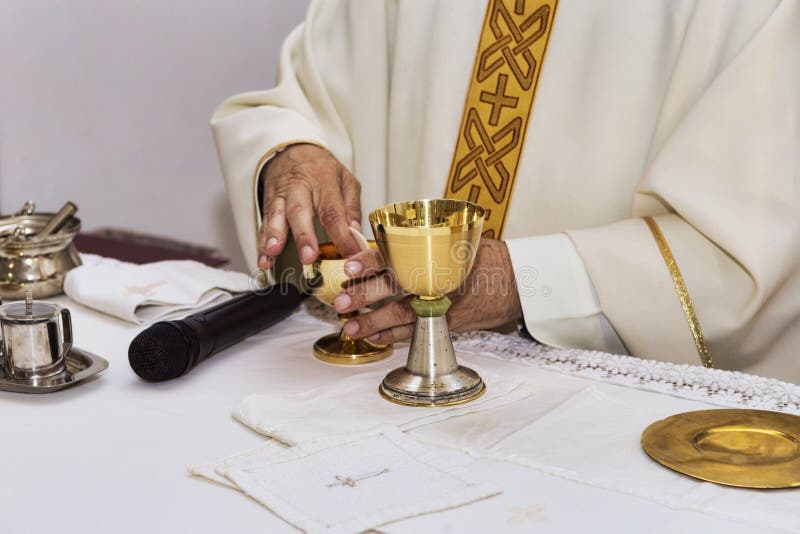 Catholic Religious Ceremony of Eucharist Stock Image - Image of host ...