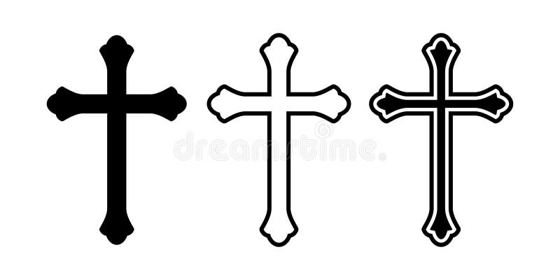 Catholic Religious Symbol. Outline Cross Symbol. Stock Illustration ...