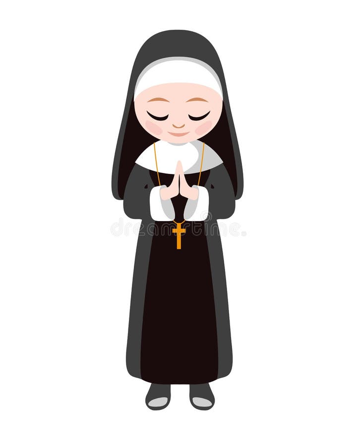 Nun Cartoon Character Smiling Catholic Sister Stock Vector Illustration Of Church Faith