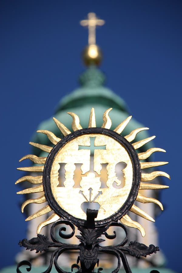 Catholic Symbol Golden Cross with Saint Lenho Stock Image - Image of ...