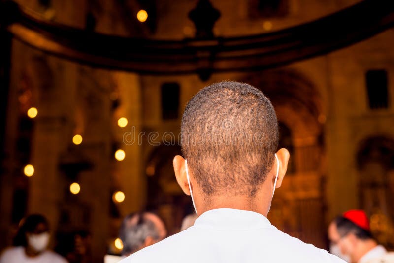 Catholics and Priests Praying Inside the Basilica Cathedral Editorial ...