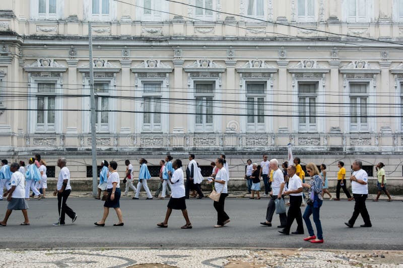 Catholics are Walking during the Corpus Christ Procession Editorial ...