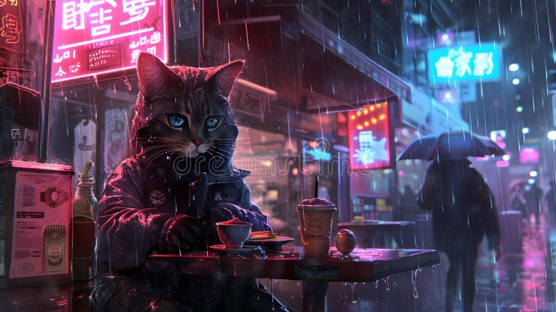 Catman, Portrait of a Cat Man Drinking Coffee in a Cafe Stock ...