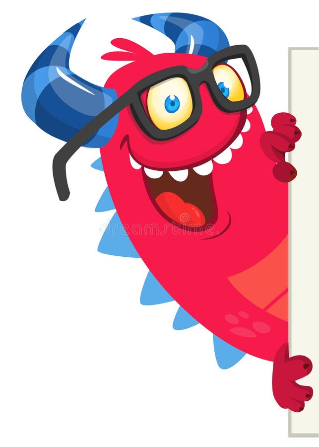 Catoon Monster Holding Blank Sign with Sample Message on it. Vector ...